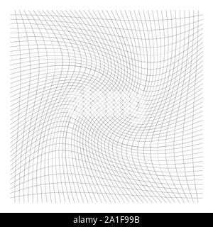 Grid, mesh of lines with circular spiral, twist, roll effect. Whorl ...