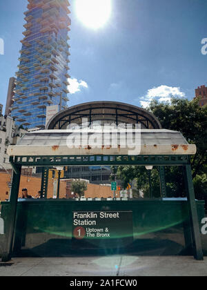 The Franklin Street subway station and the Facade of a typical ...