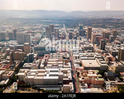 Aerial view of highrises of Pretoria downtown, Pretoria, South Africa ...