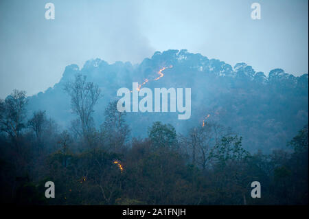 Forest fire above Thak village. Thak was made famous by Jim Corbett in ...