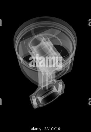 Piston X-Ray style. Isolated on black background. 3D illustration Stock ...