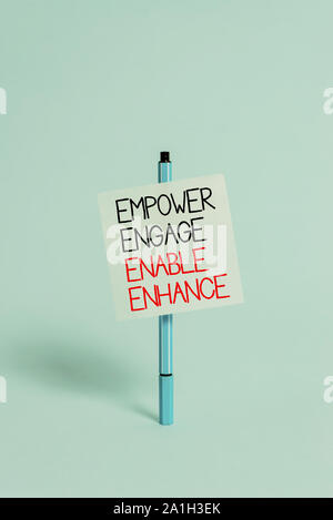 Text sign showing Empower Engage Enable Enhance. Conceptual photo ...