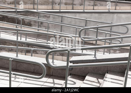 Stainless steel handrails for stairs for the disabled people.Yellow ...