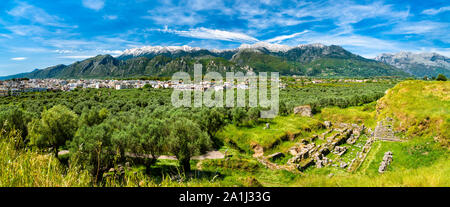 Ruins of the ancient Greek city of Sparta, Peloponnese, Greece Stock ...