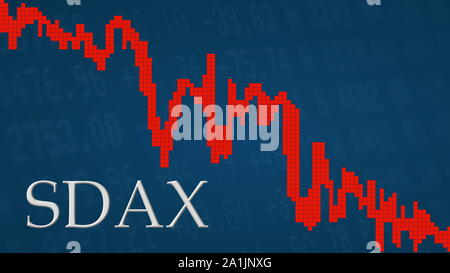 The German stock market index SDAX is going up. The green graph next to ...