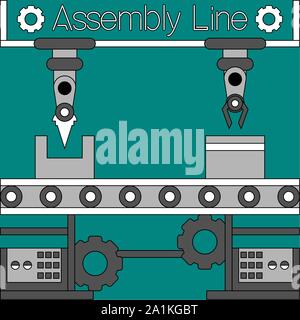 Production machinery. Assembly line poster - Vector illustration Stock ...