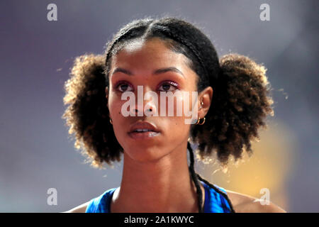 Vashti Cunningham competes in the women's high jump finals during the U ...