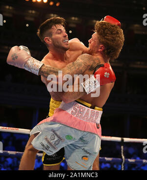Archie Sharp (right) in action against Ryan Garner at The O2, London ...