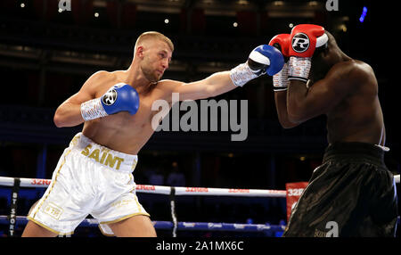 Lewis Edmondson (left) in action against Oluwatosin Kejawa in the ...