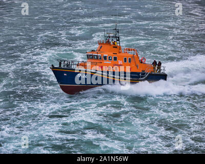 Aberdeen RNLI Lifeboat at sea, travelling at speed - this is a Severn ...