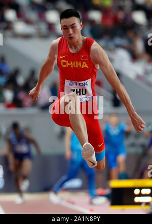 China's Zhu Yaming competes in the men's triple jump final at the World ...