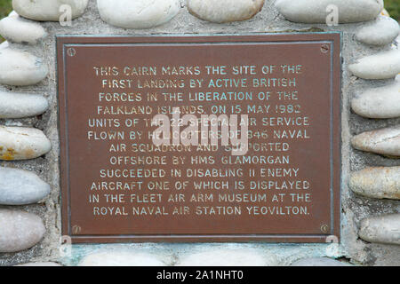Memorial to the SAS on Pebble Island marking the first landing by ...