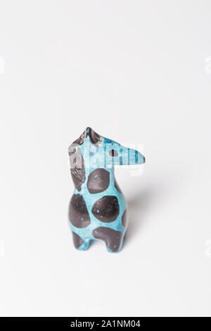 Close-up giraffe on blue sky background. Giraffes head against blue sky ...