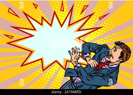 scared man, human emotions. Pop art retro vector illustration drawing ...