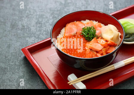 salmon with rice, japanese food Stock Photo - Alamy