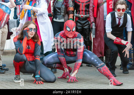 Glasgow, Scotland, UK. 28th Sep, 2019. Cosplayers dressed as Spiderman ...