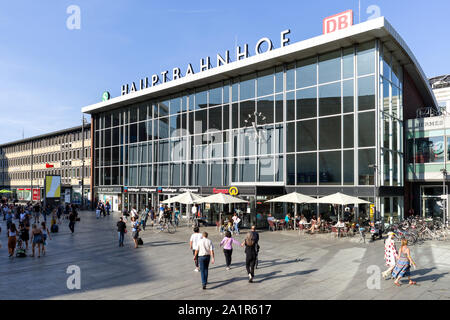 Germany, Cologne, entrance of the main station at the Breslauer square ...