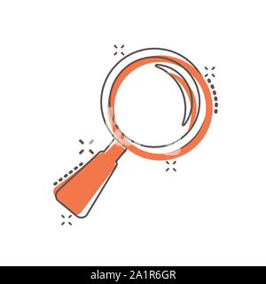 Loupe sign icon in comic style. Magnifier vector cartoon illustration ...
