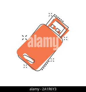 Usb drive icon in comic style. Flash disk vector cartoon illustration ...