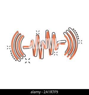 Sound wave icon in comic style. Heart beat vector cartoon illustration ...