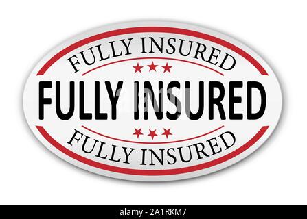 Fully insured label or sticker on white background, vector illustration ...