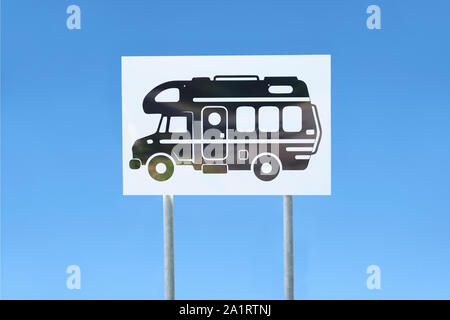 Caravan motorhome park direction road sign Stock Photo - Alamy