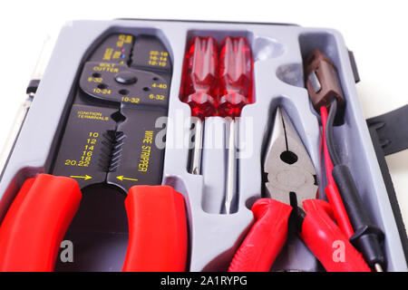 Handy gift type box of electrical tools and components for basic ...