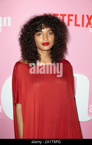 Actor Indya Moore attends the premiere for "Father Mother Sister ...
