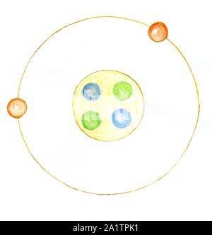 Watercolor atom model abstract design, hand drawn illustration Stock ...