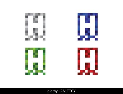 H Logo Letter with Digital Pixel Tech Design Vector and Black Circle ...