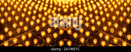 Plenty light bulbs shining bright Stock Photo - Alamy