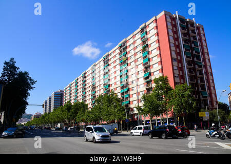 Barcelona Meridiana avenue buildings cars house windows main avenue ...