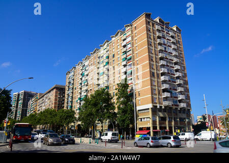 Barcelona Meridiana avenue buildings cars house windows main avenue ...
