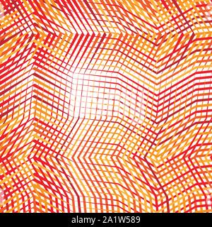 Intersected, interweaved irregular lines, stripes orange, yellow grid ...
