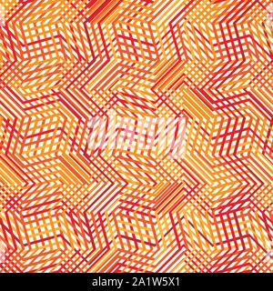Intersected, interweaved irregular lines, stripes orange, yellow grid ...