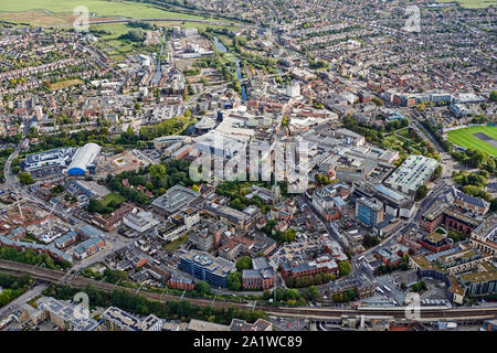 Aerial view of Chelmsford Town Centre, South East England Stock Photo ...