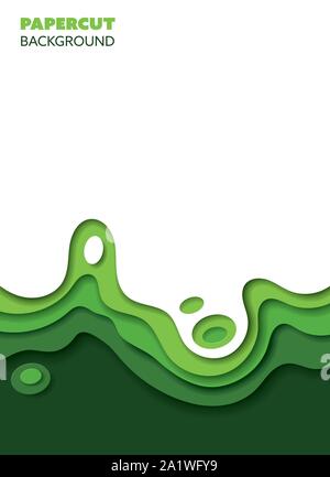 Abstract curvy background, paper cut style with blue waves. Flyer or ...