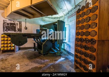 Interior of restored Fort Hommet German observation bunker Stock Photo ...