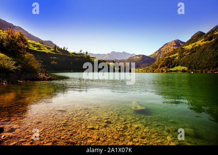 lake lungern Switzerland - famous fishing lake in Switzerland Stock Photo - Alamy