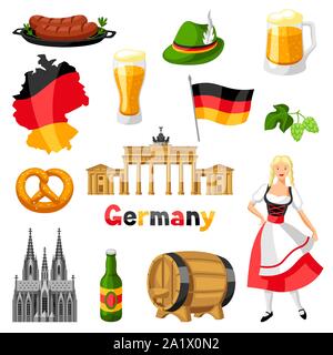 German icons set. Germany national traditional symbols Stock Vector ...