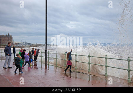 High Tide waves at Portobello, esplanade, Edinburgh, Scotland, UK Stock ...