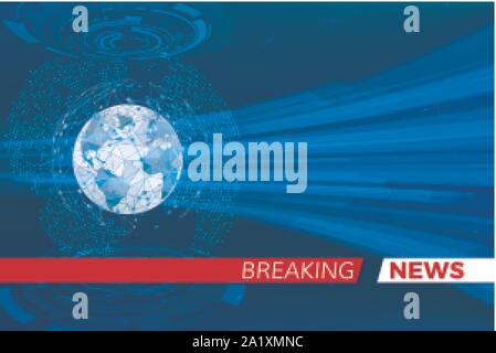 Live breaking news. Information background, broadcast reporting screen ...