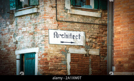 Street Sign the Direction Way to Architect Stock Photo - Alamy