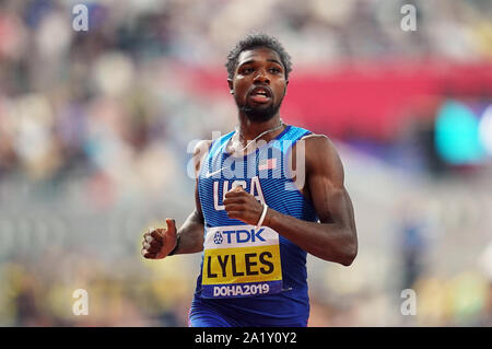 Noah Lyles of United States competing in the 200 meter for men during ...