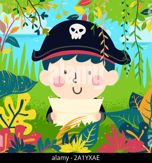 Illustration of a Kid Boy Pirate Looking at and Inspecting a Gold Coin ...