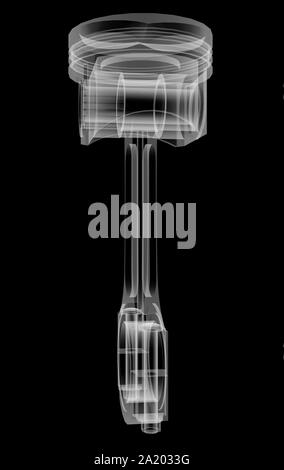 Piston X-Ray style. Isolated on black background. 3D illustration Stock ...