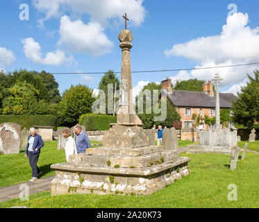 Medieval preaching cross, Great Bedwyn churchyard, Wiltshire, England ...