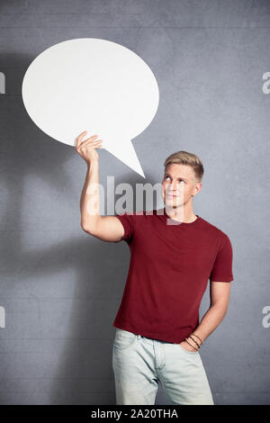 Board, announcement and empty copyspace by a smiling African American ...