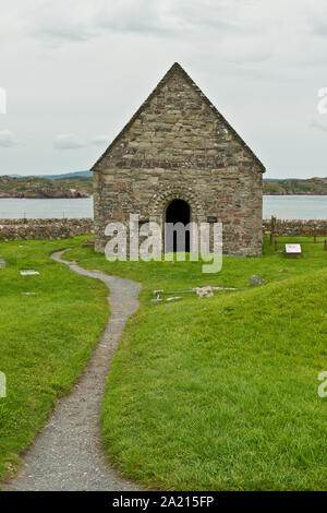 The ancient Iona Abbey and St Oran's Chapel on Isle of Iona in the ...