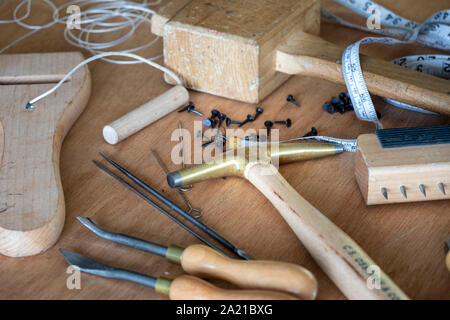Upholstery materials and equipment. Various upholstery tools Stock ...